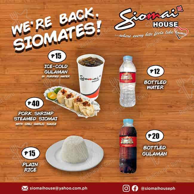 Carta del restaurante Chef's Siomai, Mandaluyong, 3/F