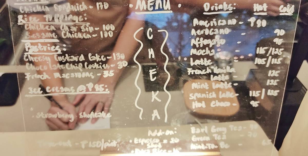 Menu at Cheka Cafe, Dipolog City