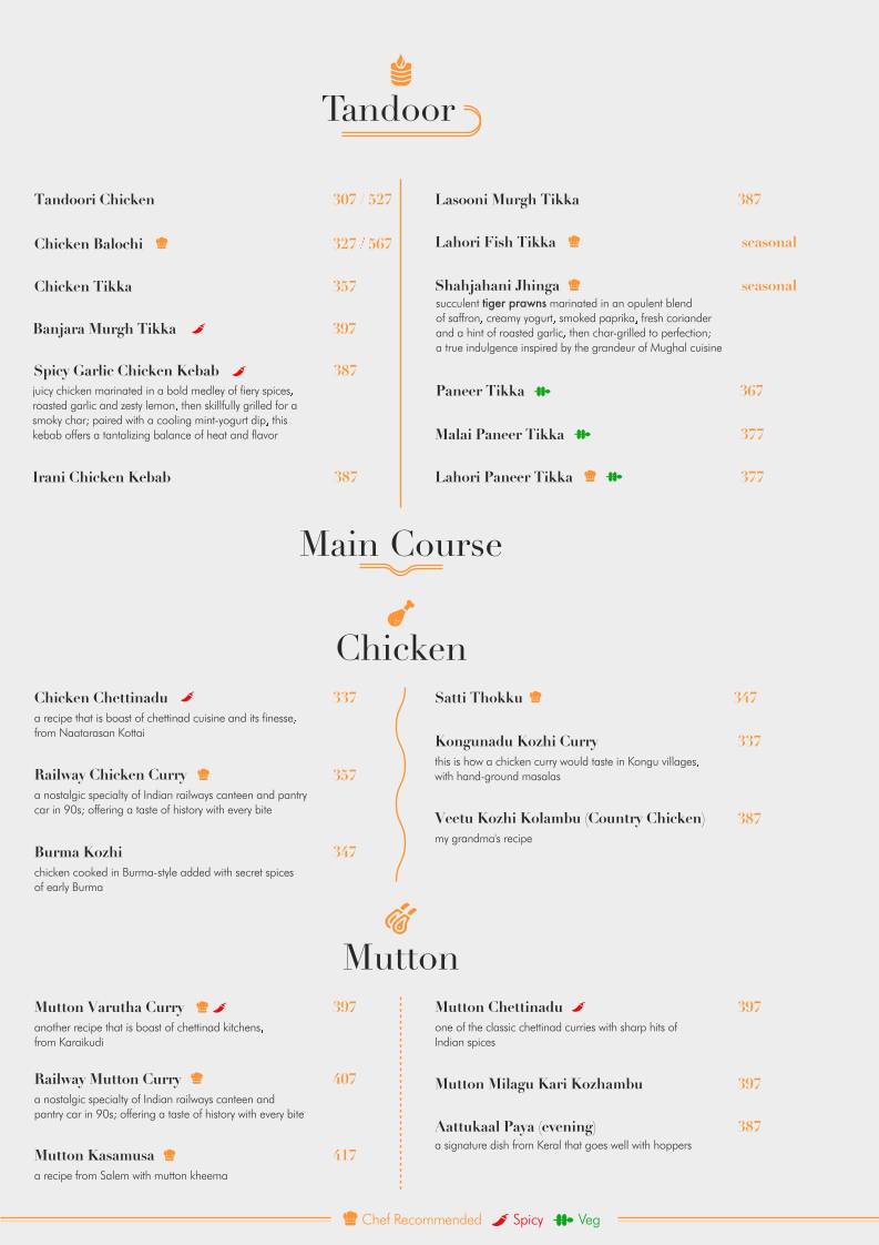 Menu at Madras Machan's, Chennai