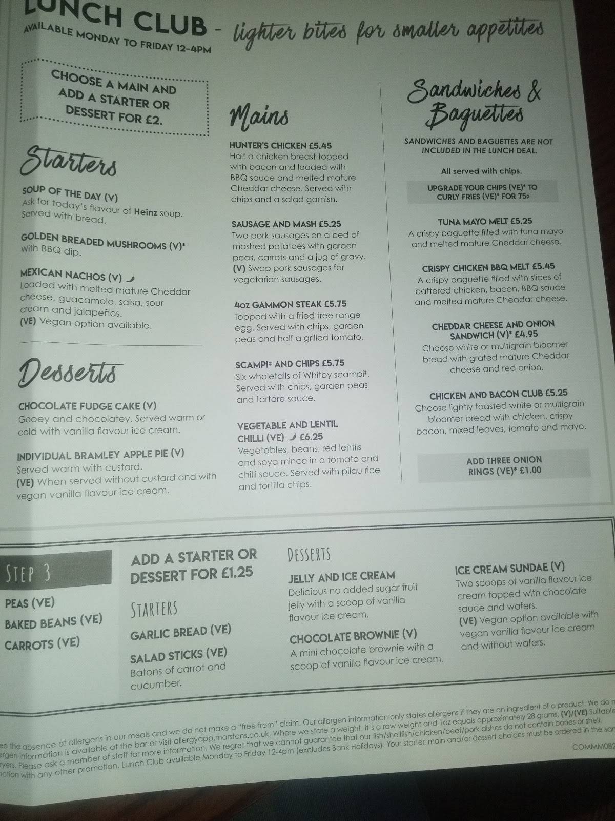 Menu at Cherry Orchard pub & bar, Barry