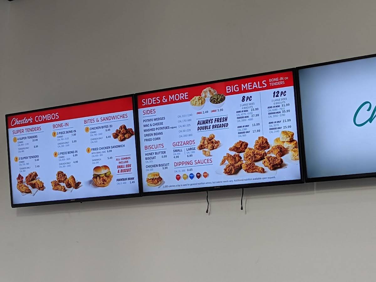 Menu at Chester's Chicken on the Run restaurant, Spokane Valley