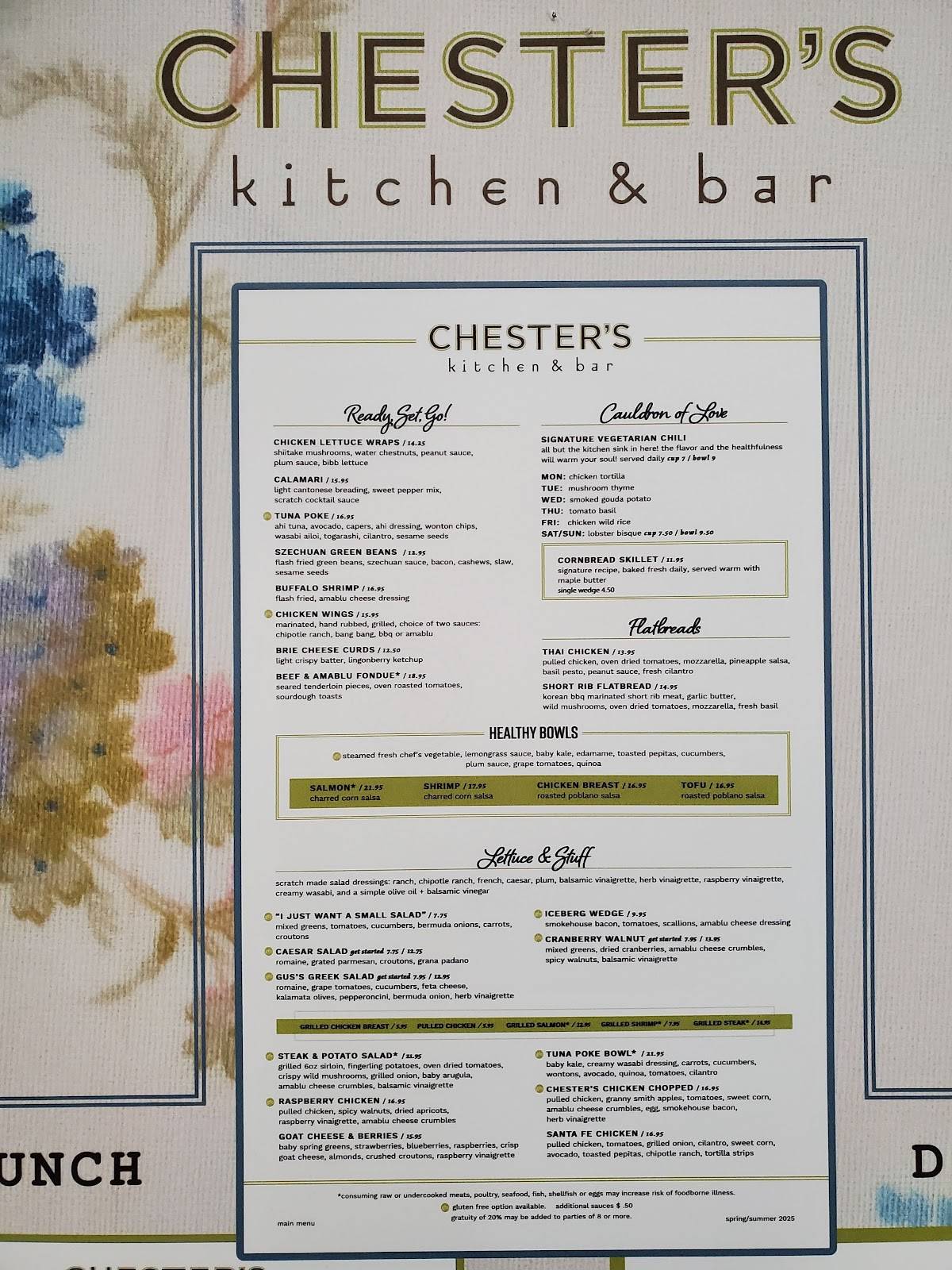 Menu at Chester's Kitchen & Bar, Rochester