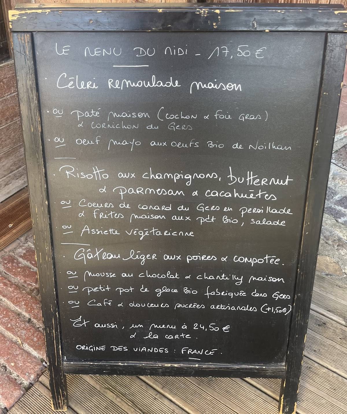Menu au Chez Mamé restaurant, Lombez