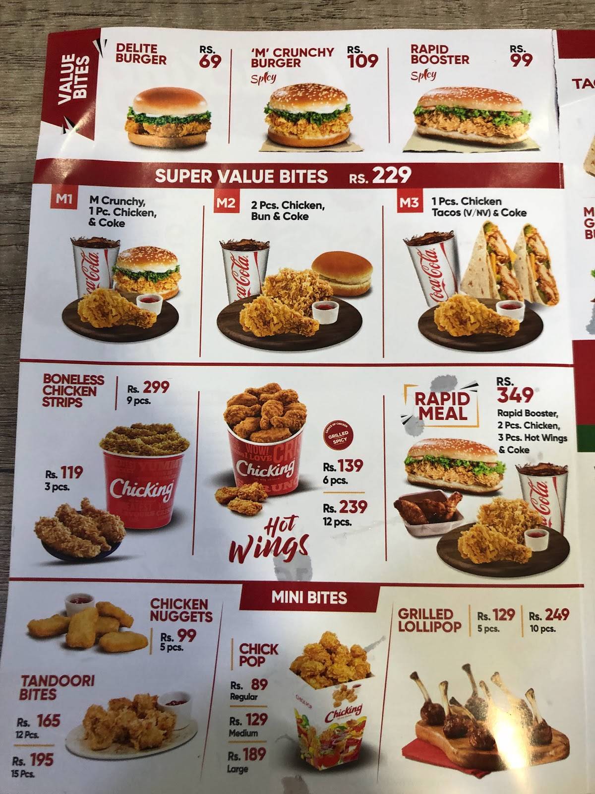 Menu at ChicKing, Thiruvalla