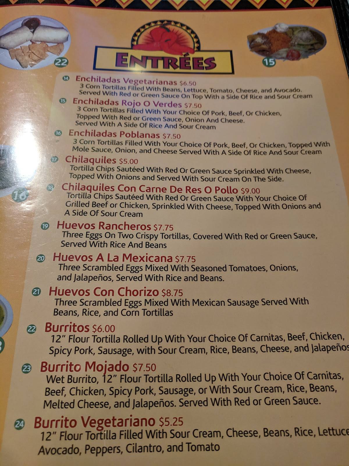 Menu at Chicano's Restaurant, Scranton, 427 Cedar Ave