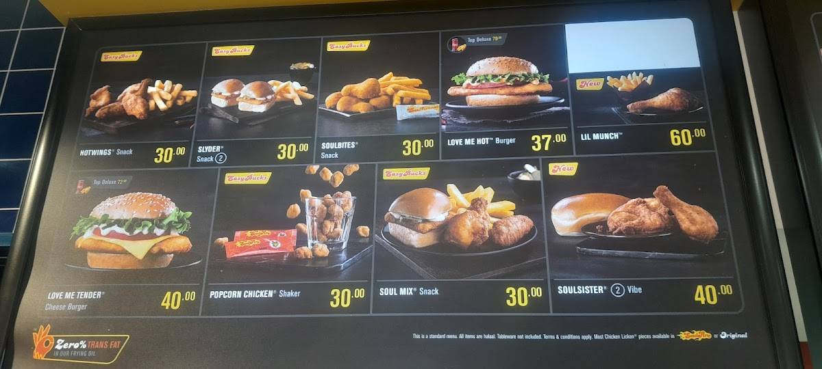 Menu at Chicken Licken Botshabelo restaurant, Botshabelo