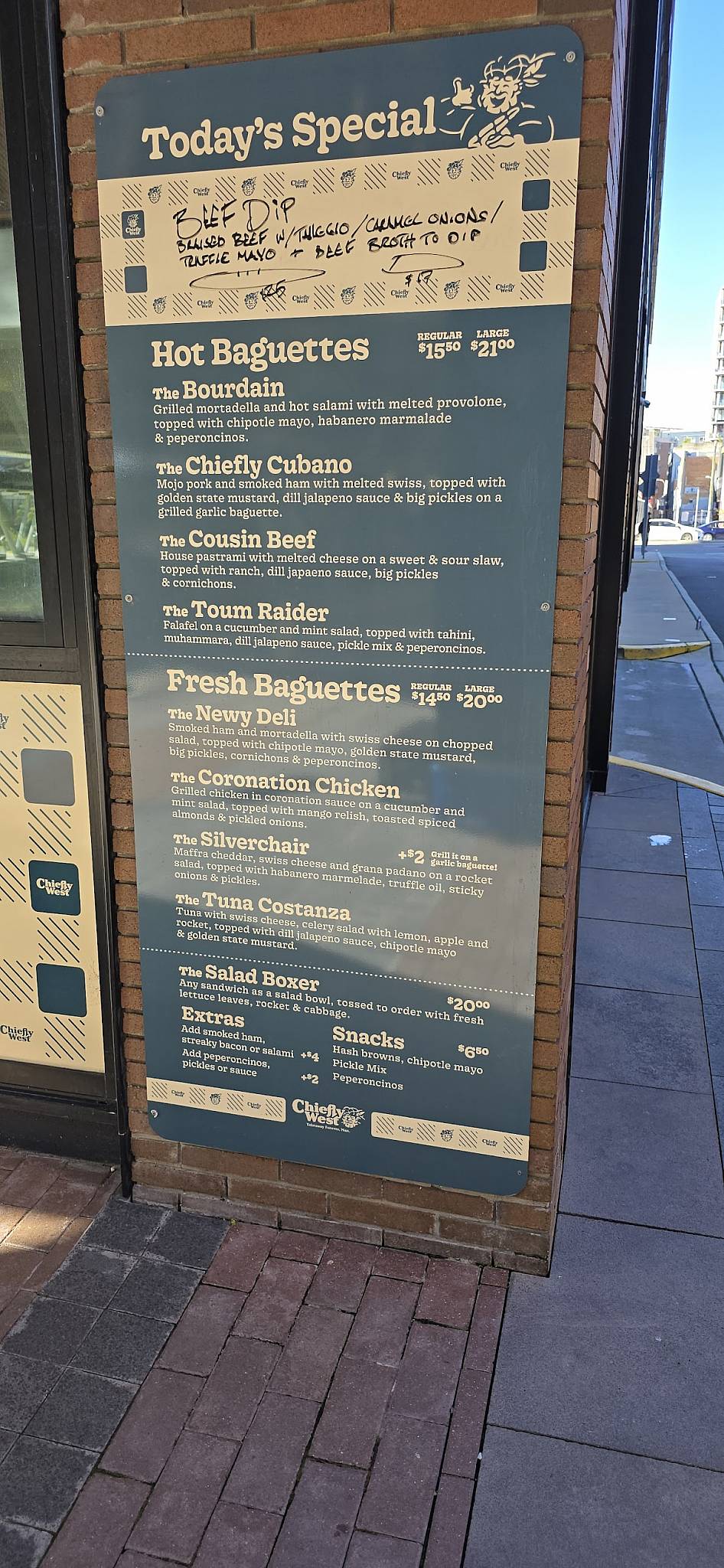 Menu at Chiefly West cafe, Newcastle West