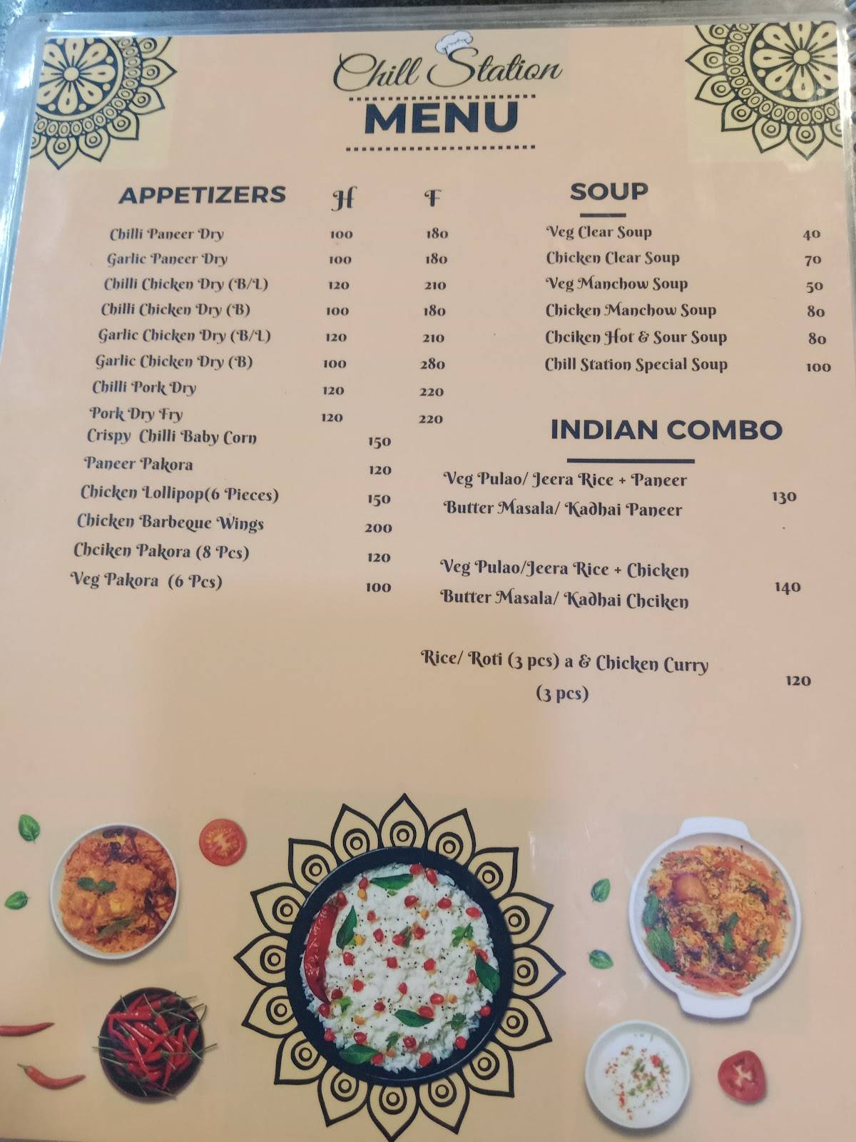 Menu at Chill Station, Guwahati