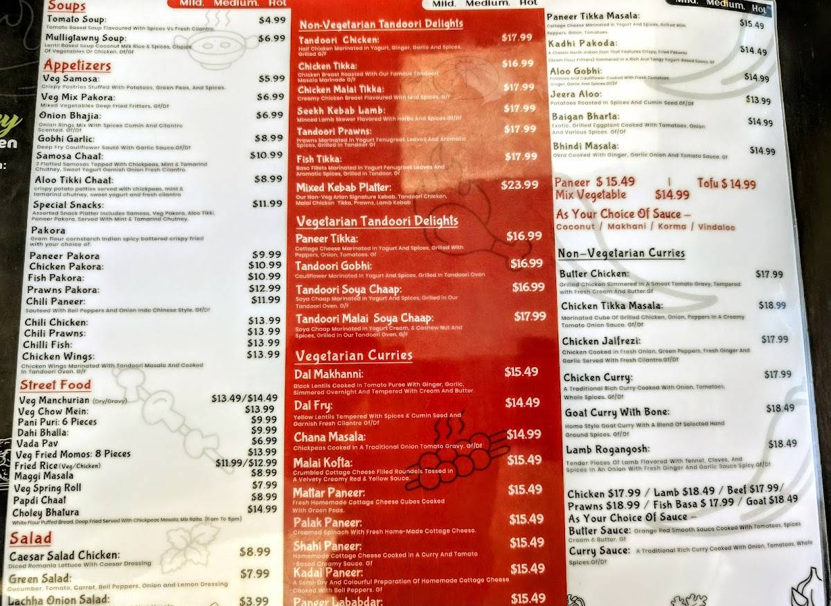 Menu at Chilli Chutney Indian Kitchen restaurant, Victoria