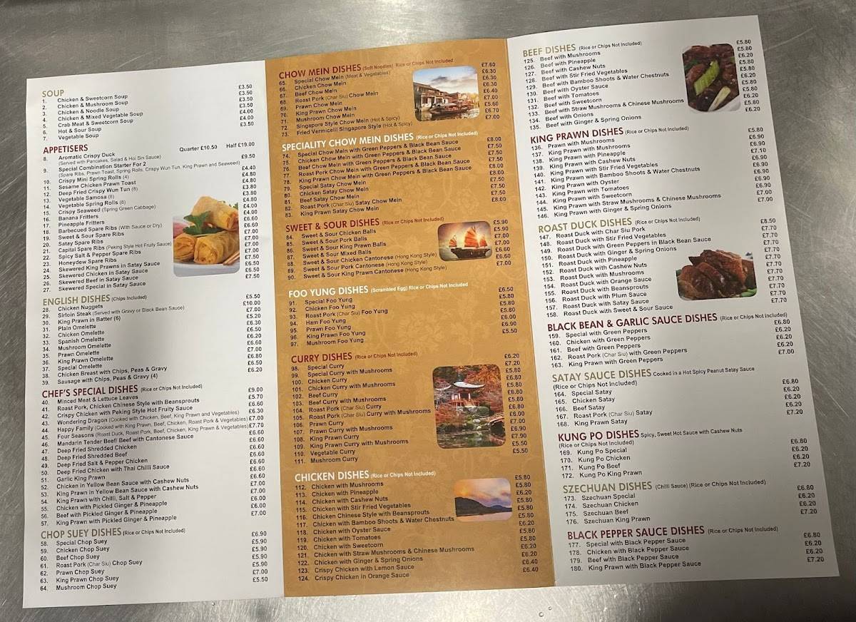 Menu at China Town fast food, Rotherham, 42 Cross St
