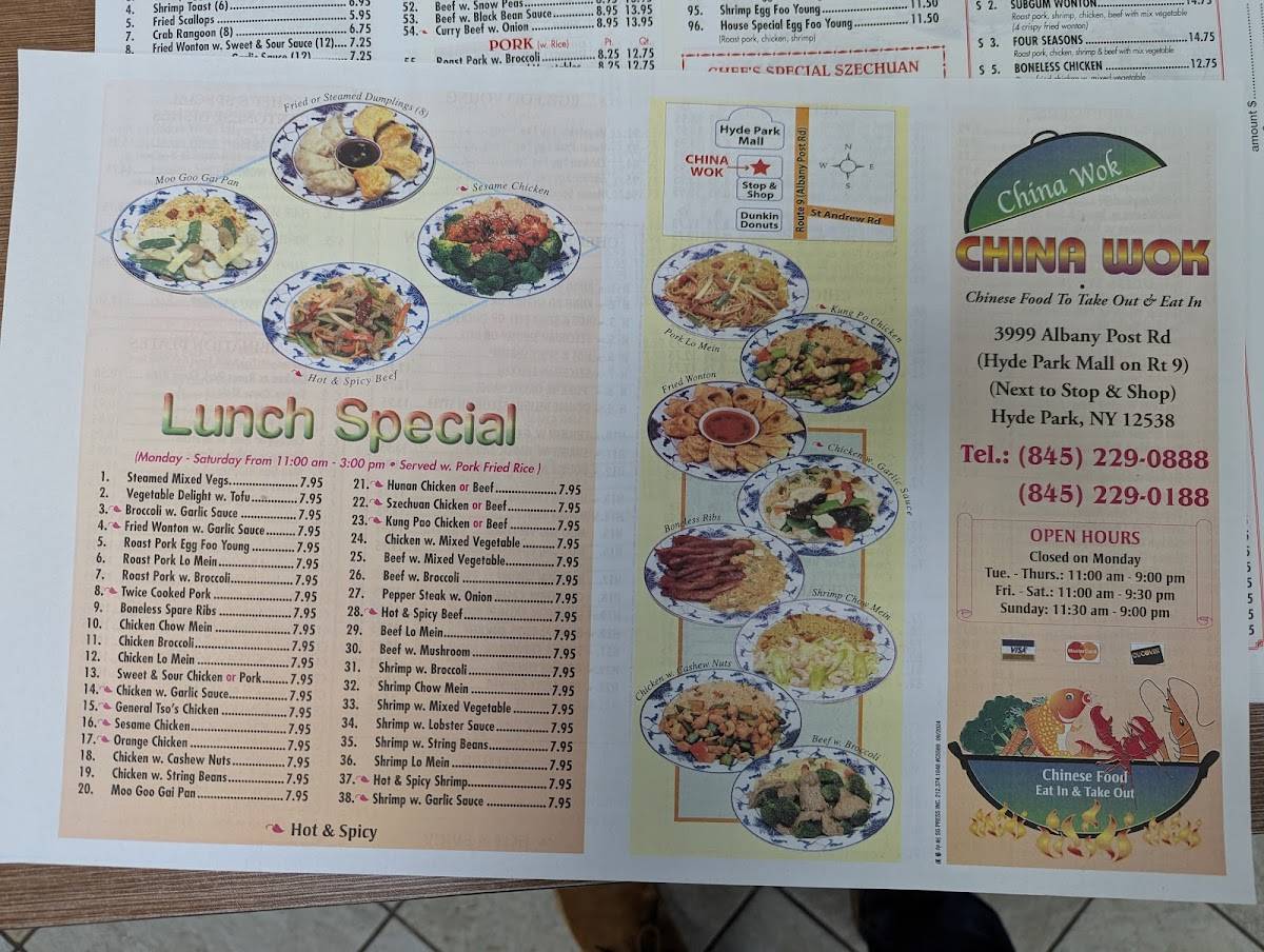 Menu at China Wok restaurant, Hyde Park