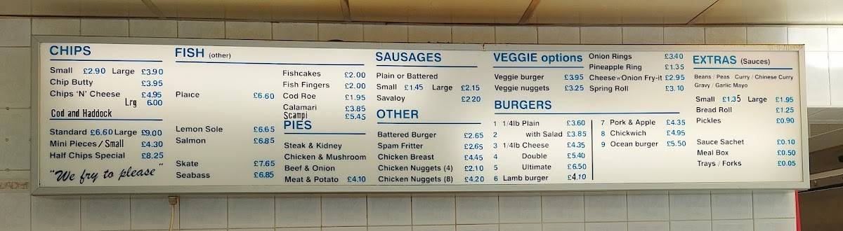 Menu at Chipmunks fast food, Coningsby, 53 Silver St