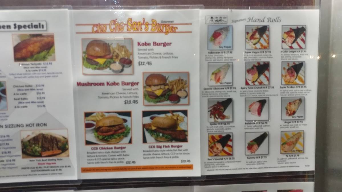 Menu at Cho Cho San Restaurant, Thousand Oaks