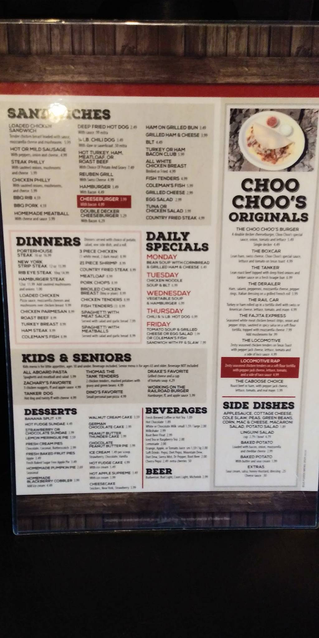 Menu at Choo-Choo's Restaurant LLC, New Martinsville