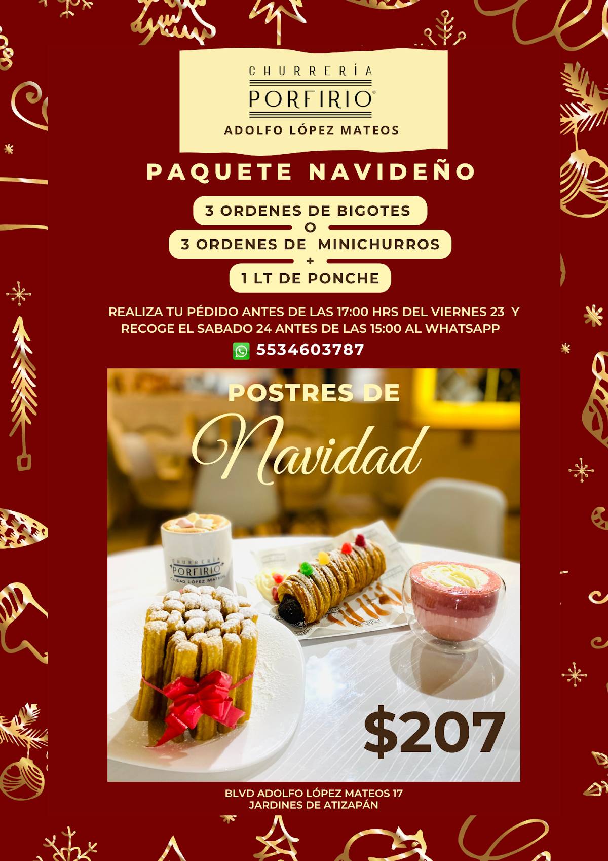 Menu at Churrería Porfirio López Mateos pub & bar, Ciudad López Mateos