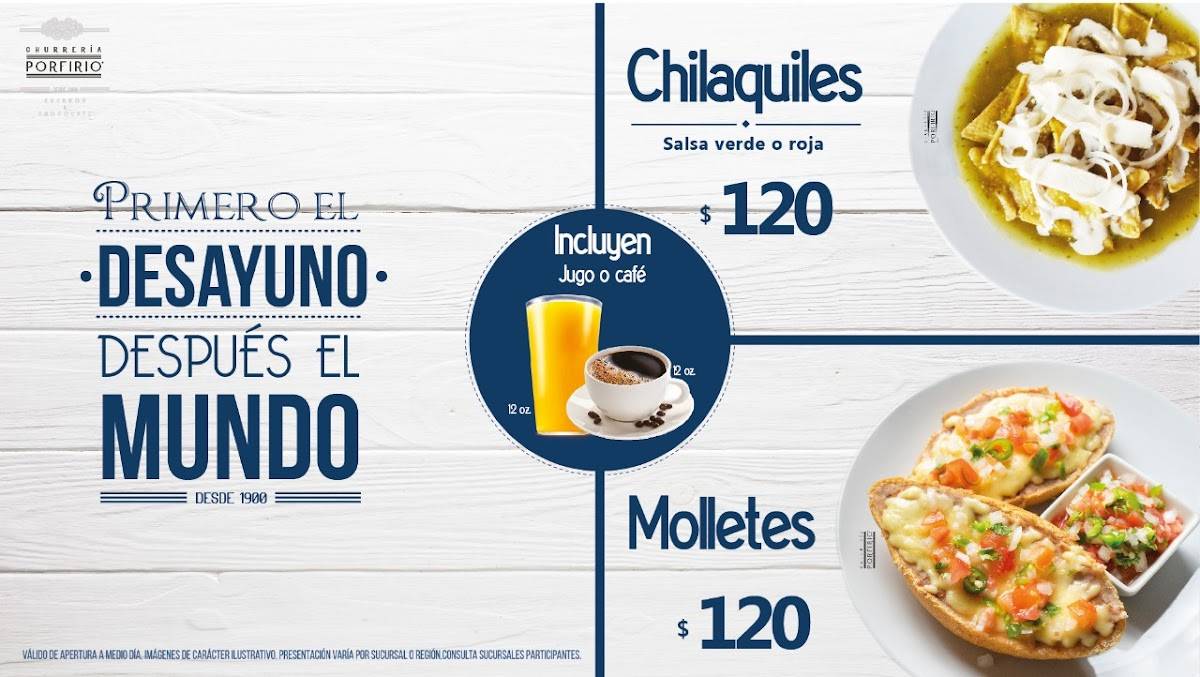 Menu at Churrería Porfirio López Mateos pub & bar, Ciudad López Mateos