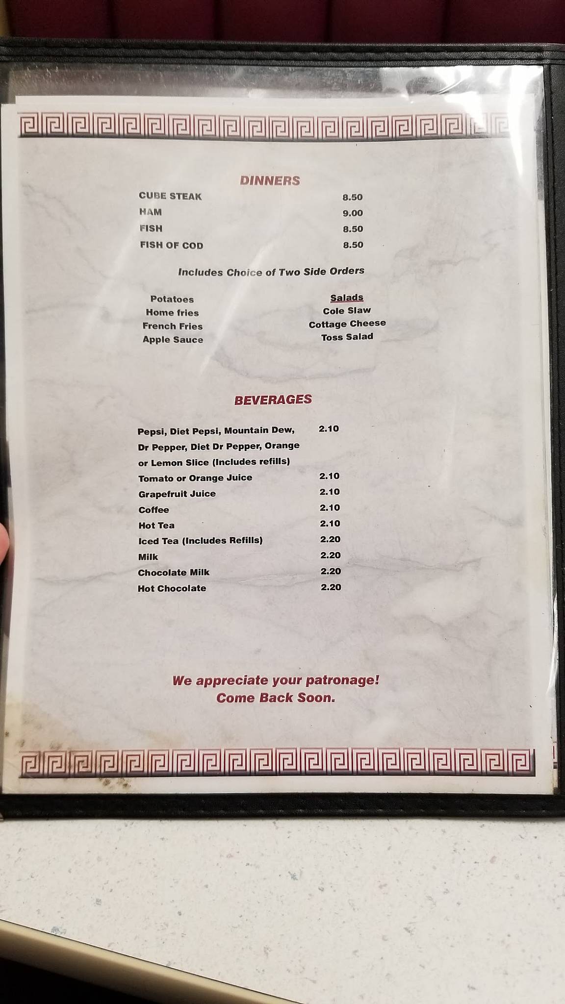 Menu at J & J Restaurant, Cincinnati