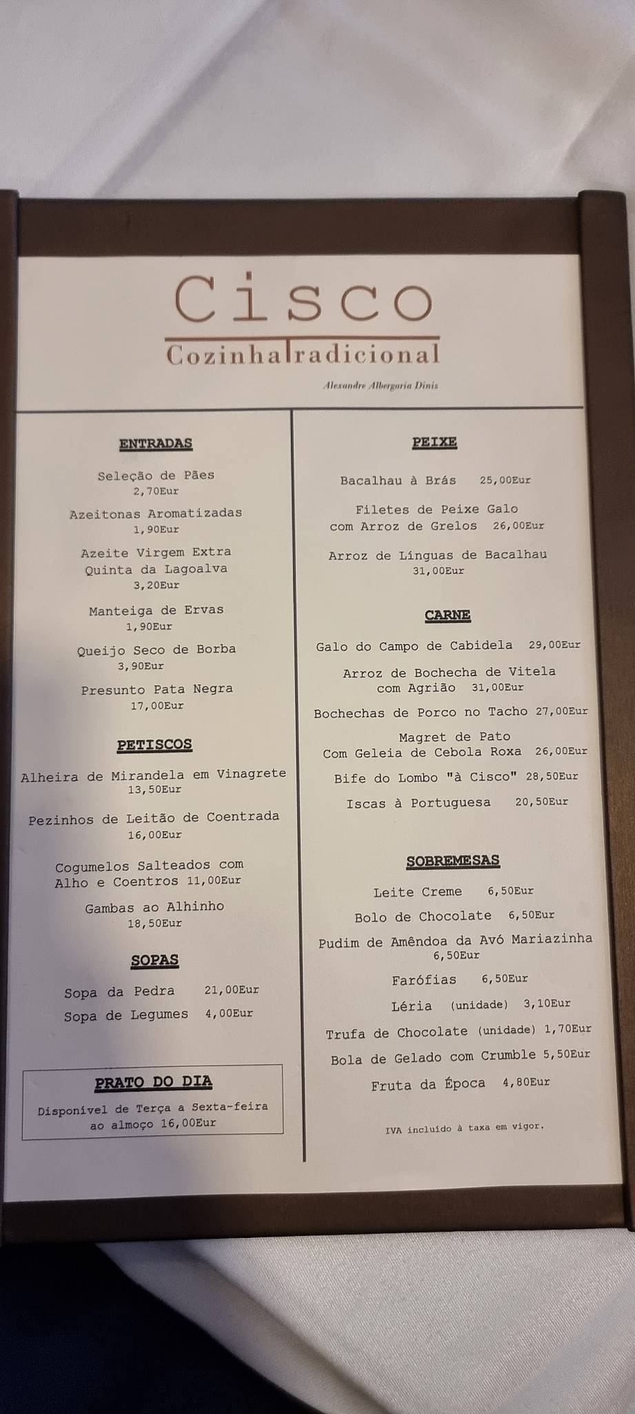 Menu at CISCO - Cozinha Tradicional restaurant, Almeirim, Rua De ...