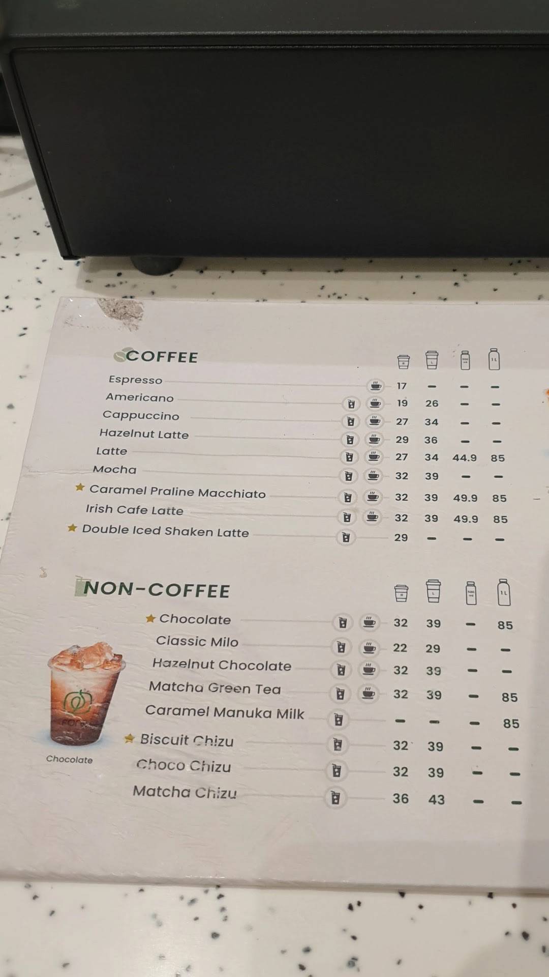 Carta del café Fore Coffee - AEON Mall Sentul, Citaringgul