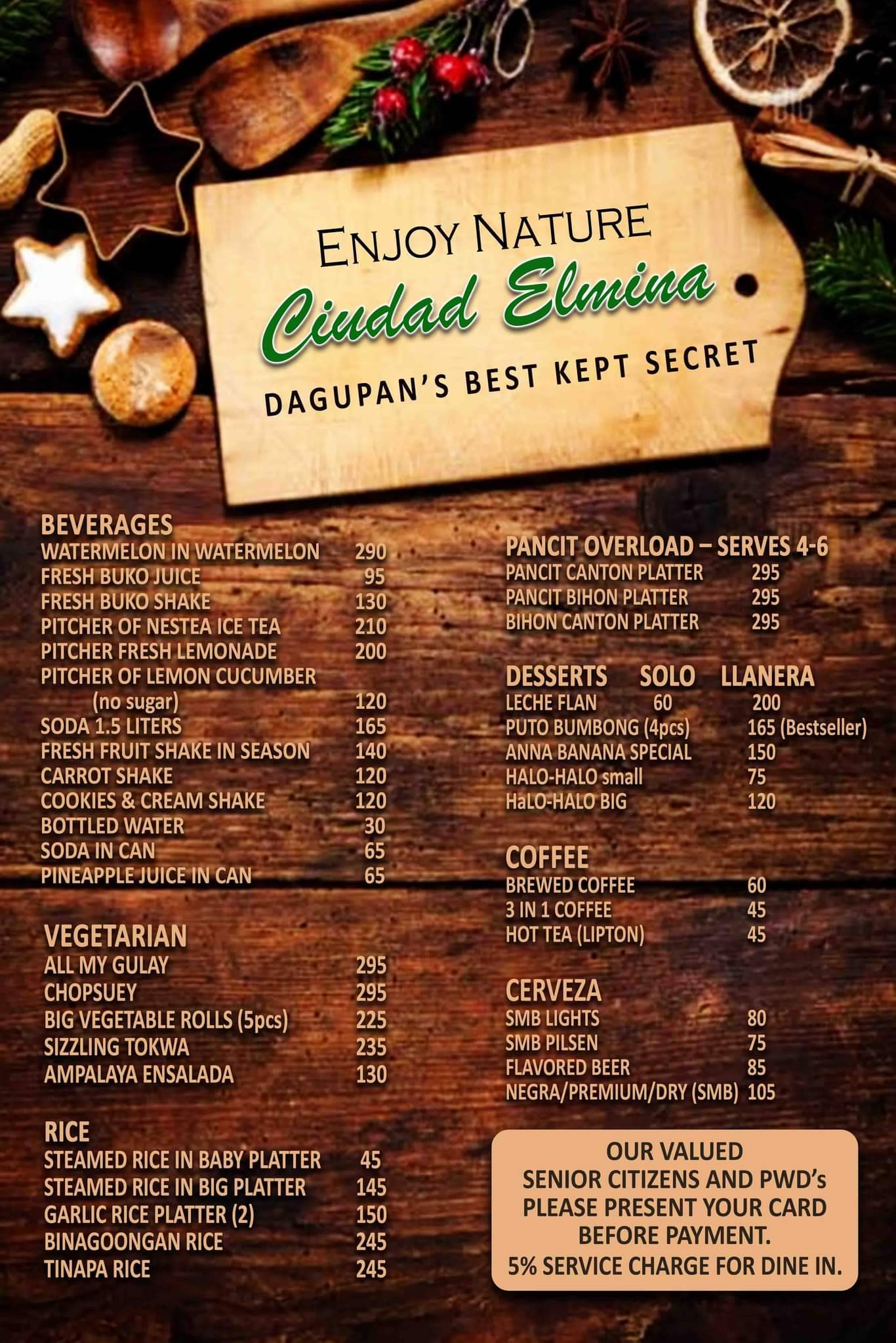 Menu at Ciudad Elmina Restaurant, Dagupan