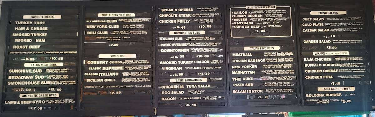 Menu at Classics Sandwiches & Subs fast food, Richmond