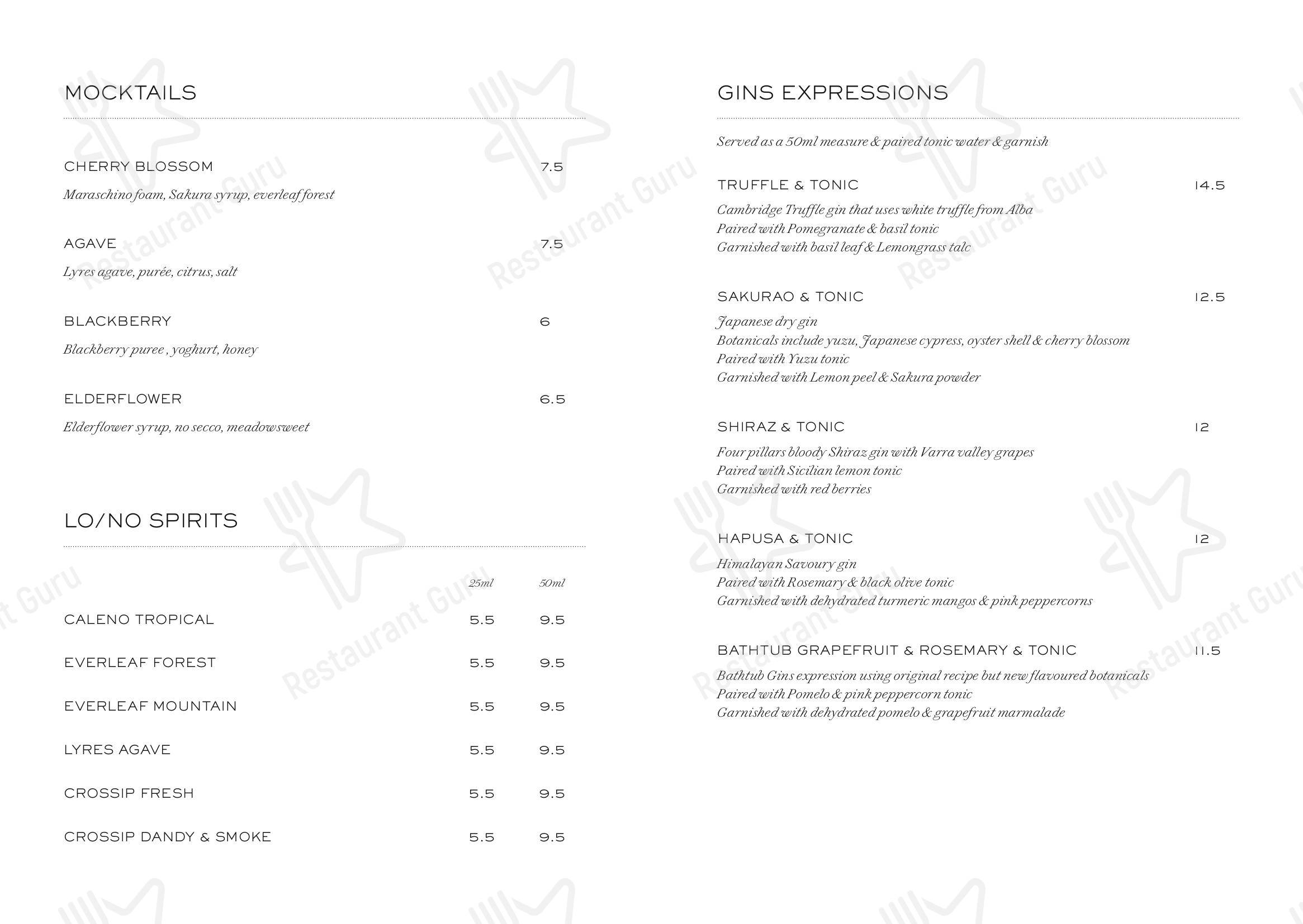 Menu at Cleaver & Wake restaurant, Nottingham