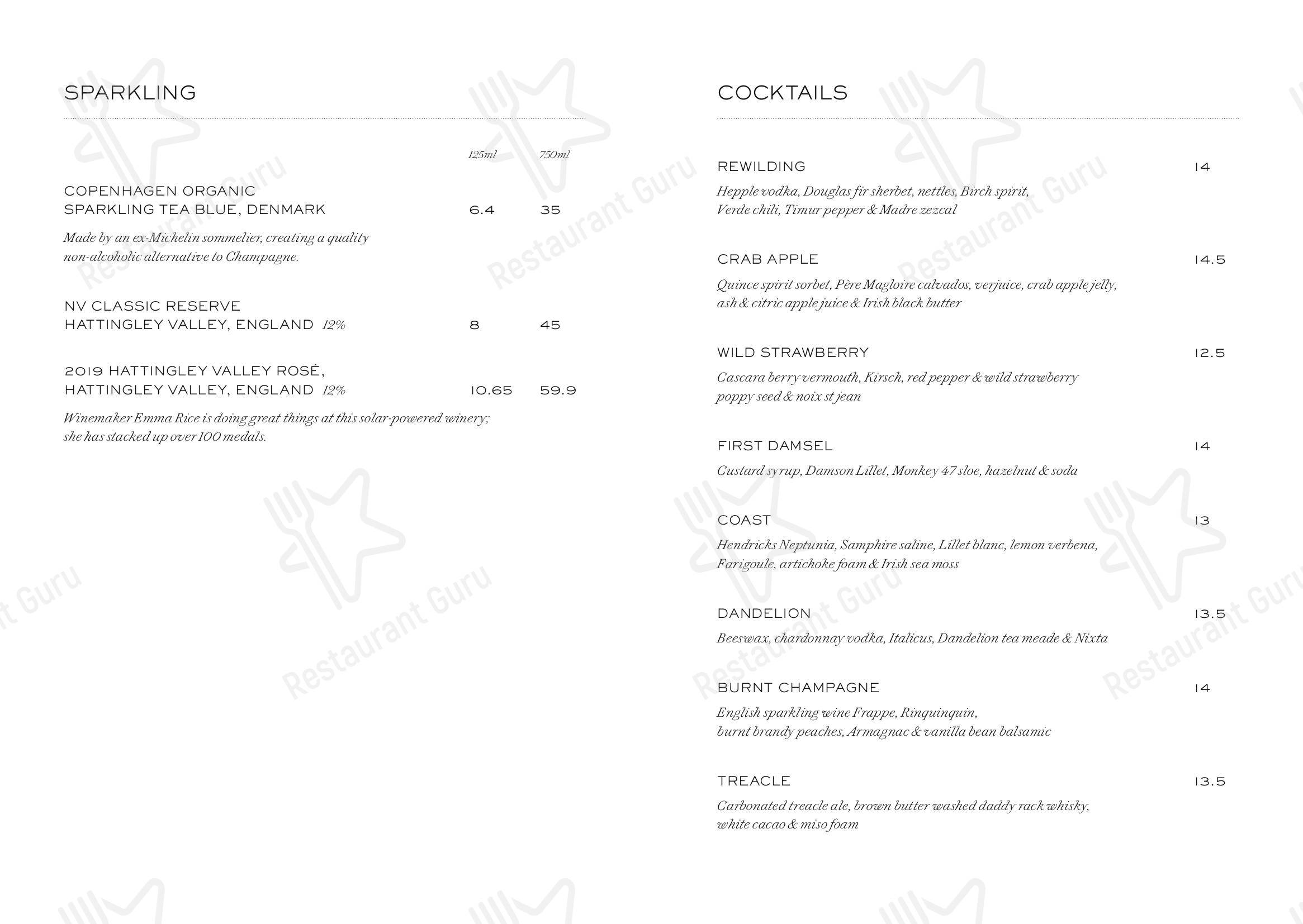 Menu at Cleaver & Wake restaurant, Nottingham