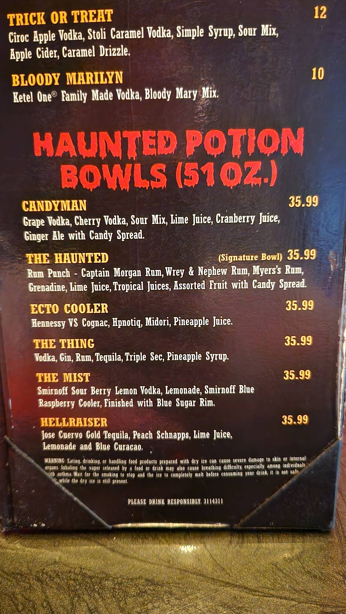 Menu at The Haunted House Restaurant, Cleveland Heights