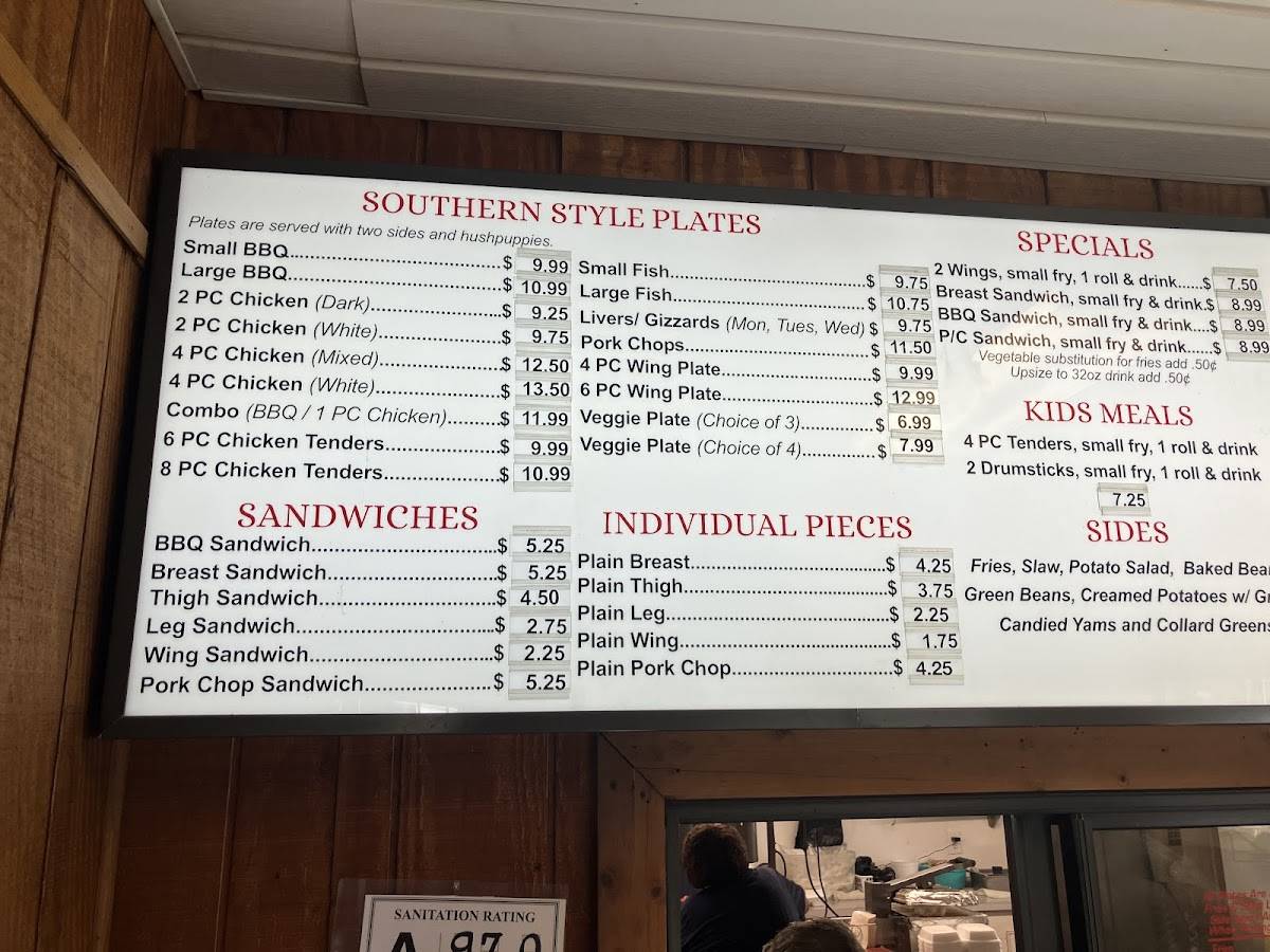 Carta de Southern Style Barbecue & Fried Chicken, Clinton