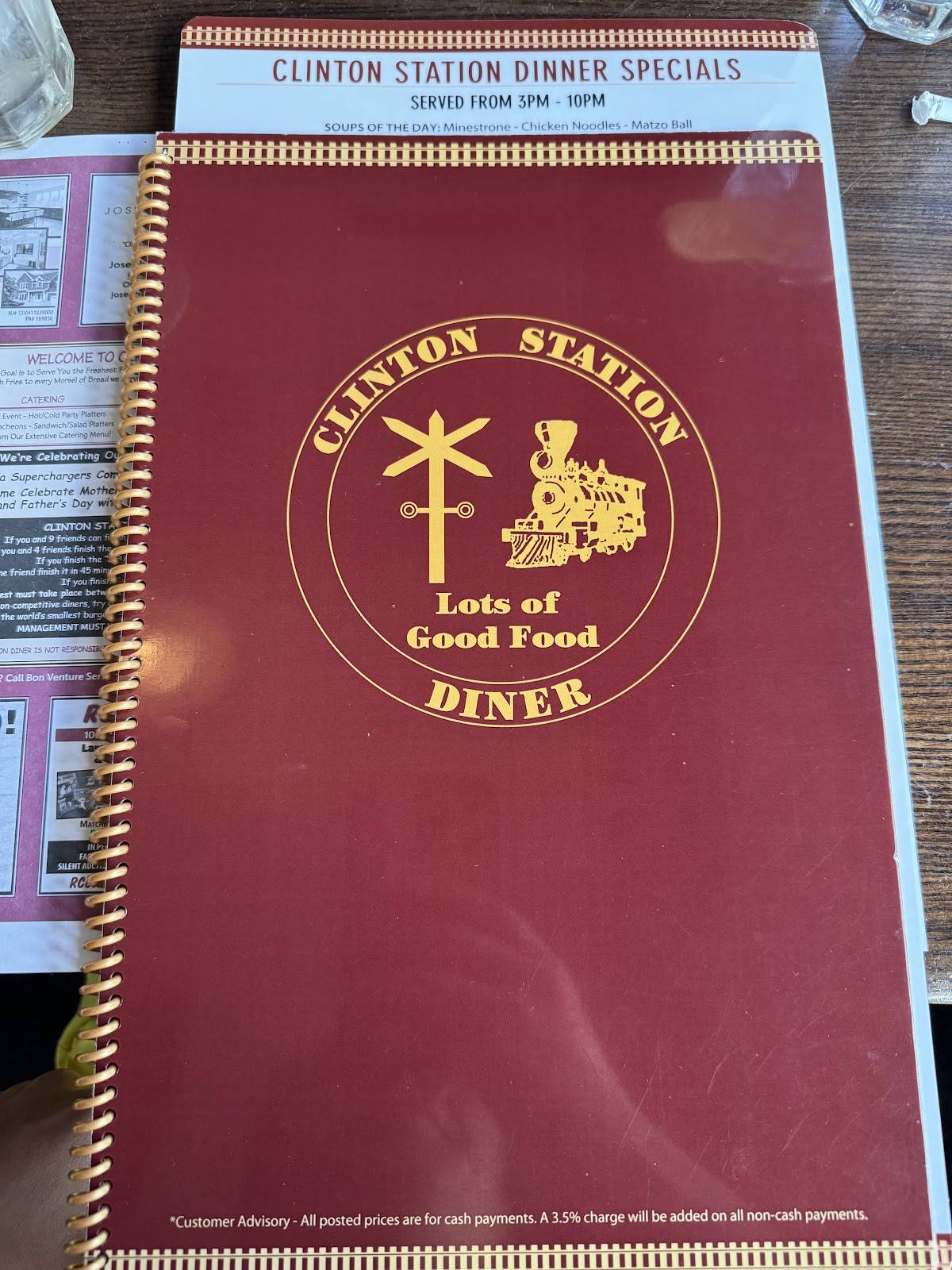 Menu at Clinton Station Diner restaurant, Clinton