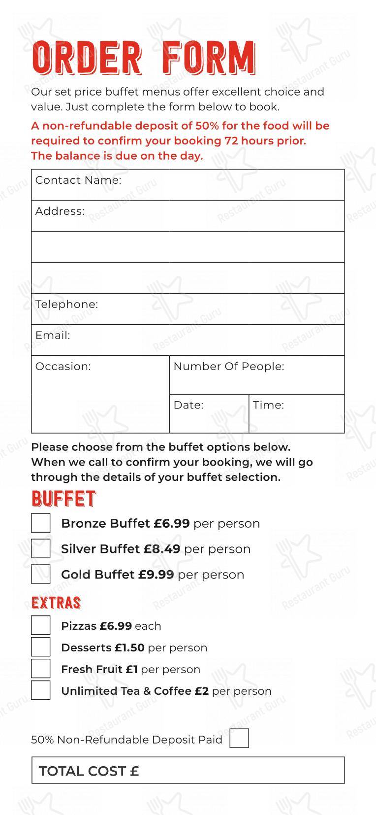 Menu at Clock Tower Brewers Fayre pub & bar, Donnington