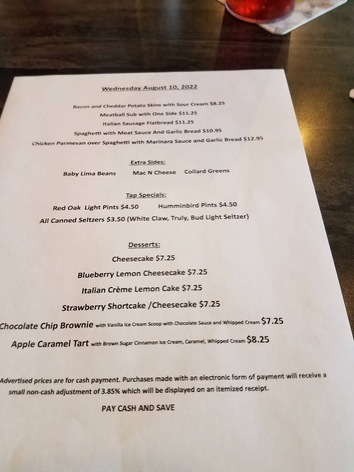 Menu at Clubhouse Restaurant Bar & Grill, Garner