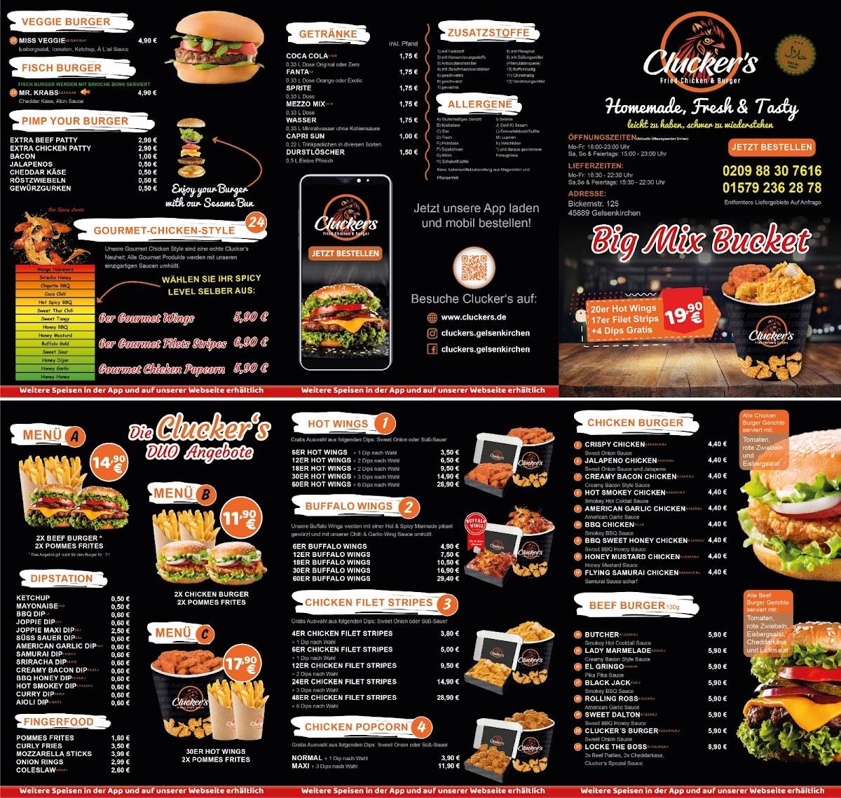 Carta del restaurante Cluckers Fried Chicken & Burger, Gelsenkirchen ...