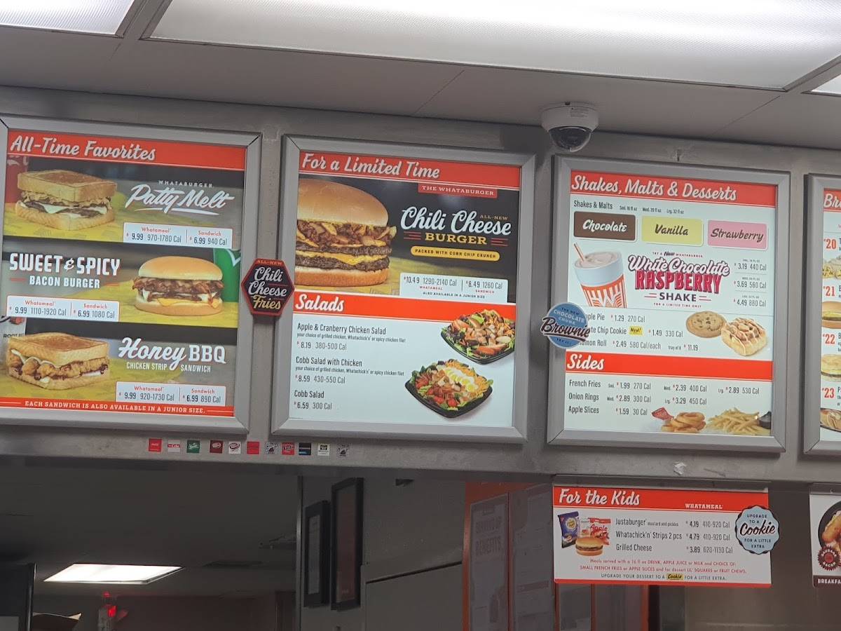 Menu at Whataburger fast food, Clute, TX-332