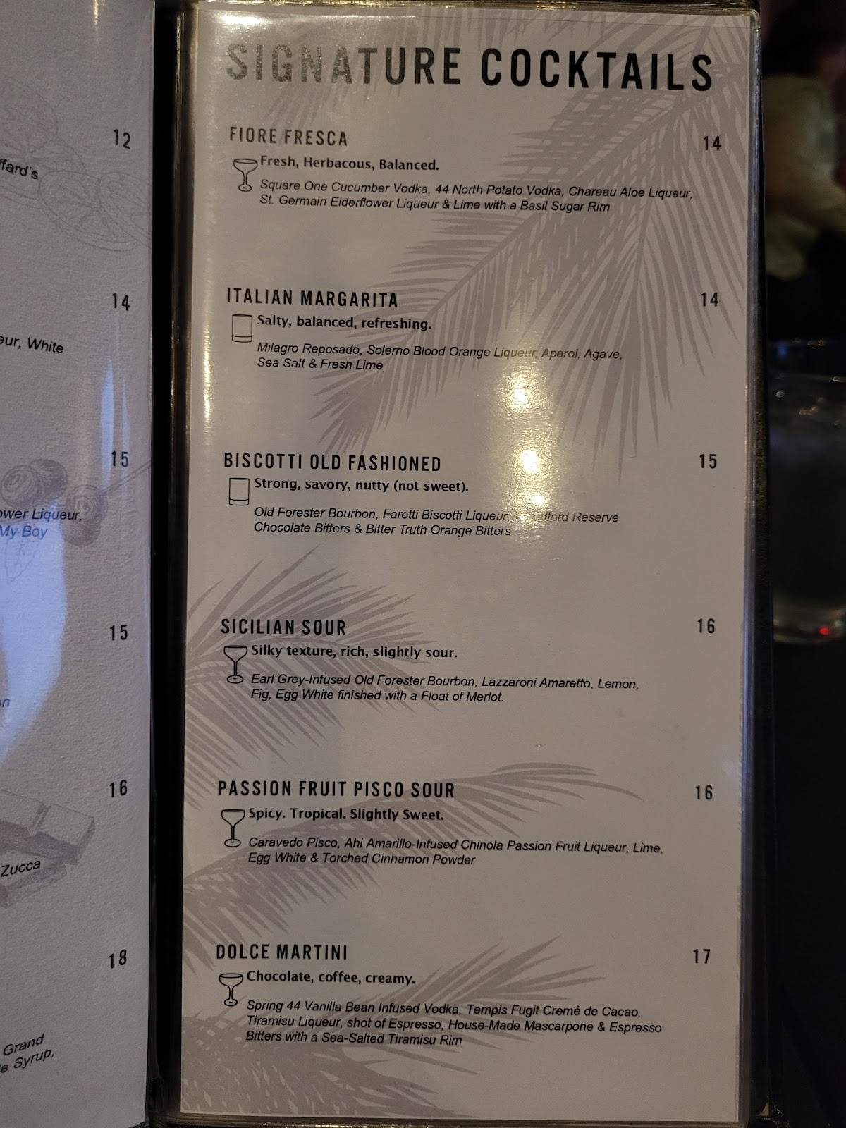 Menu at Villa Palma at the Village pub & bar, Cocoa