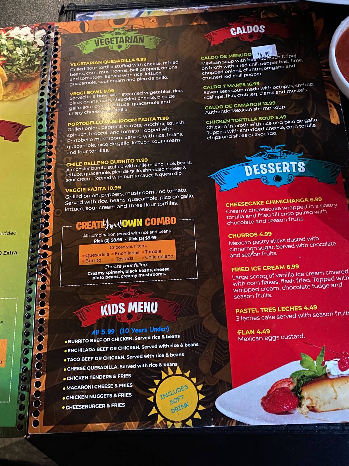 Menu at Coco's & Beer Authentic Mexican Grill restaurant, Columbia