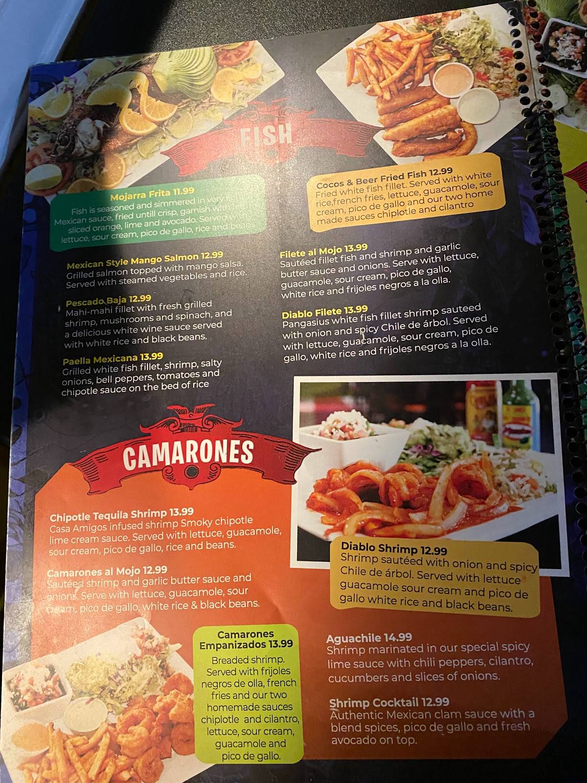 Menu at Coco's & Beer Authentic Mexican Grill restaurant, Columbia
