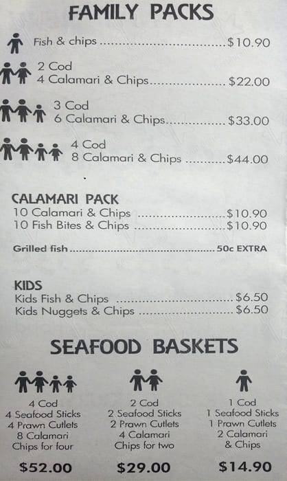 Menu at Codmother restaurant, Narangba