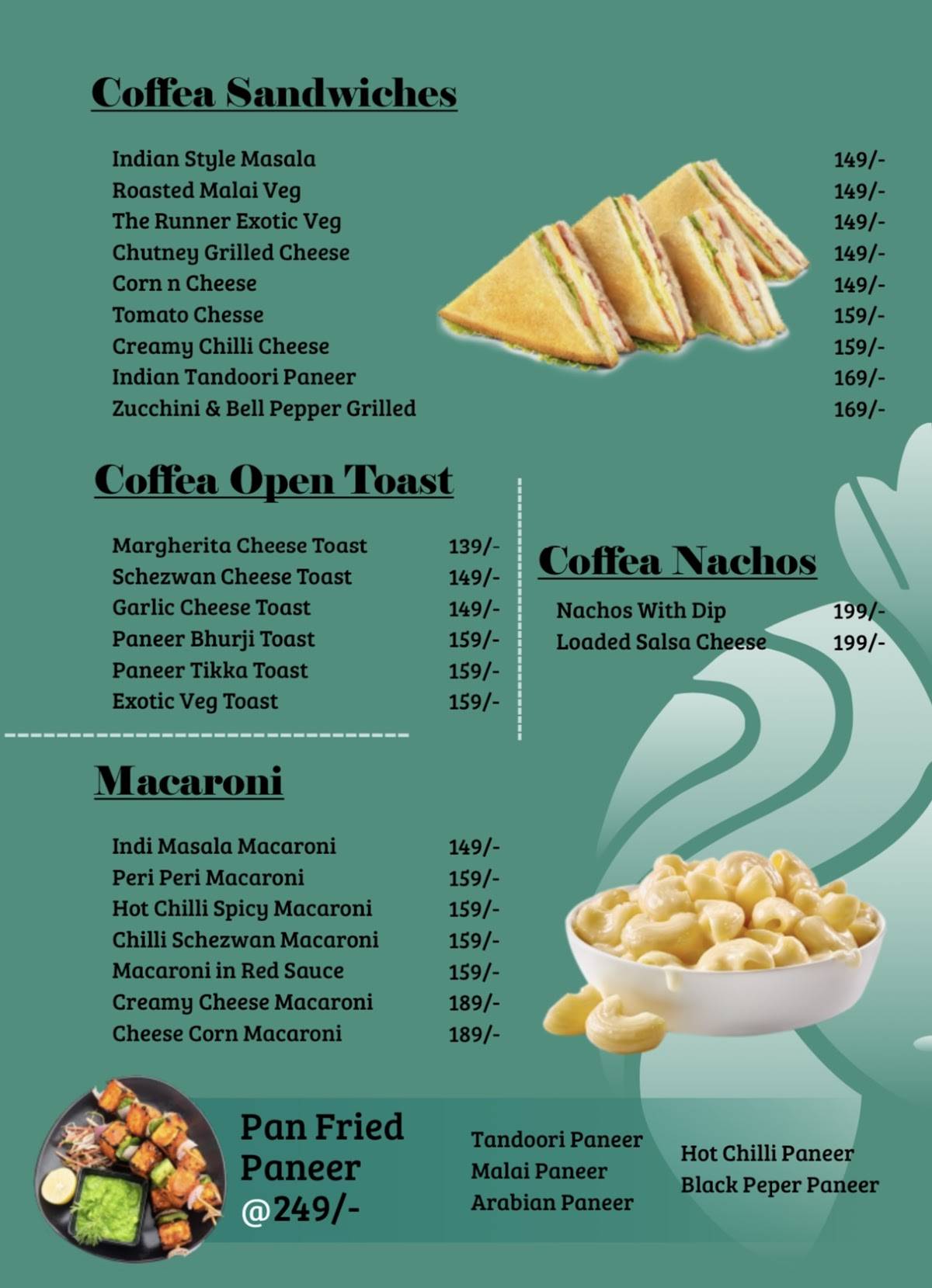 Menu at Coffea Cafe & Bachelors Cafe Devendra Nagar, Raipur
