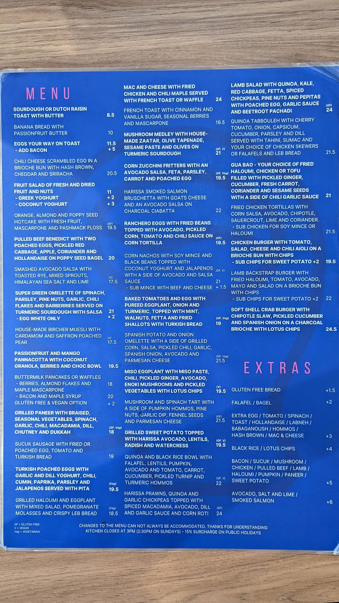 Menu at Coffee Institute cafe, Walkerville, 96 Walkerville Terrace