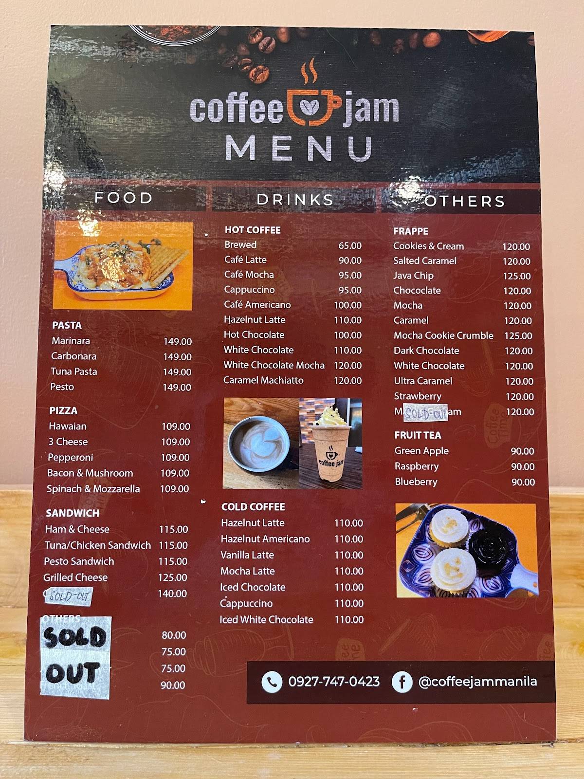 Menu at Coffee Jam, Quezon City