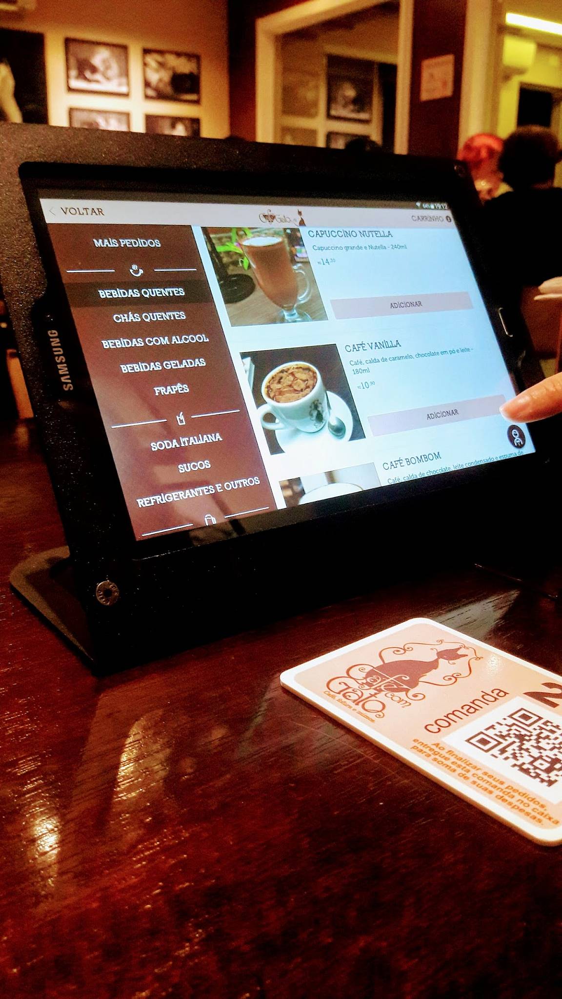 Menu em Café com Gato, Sorocaba