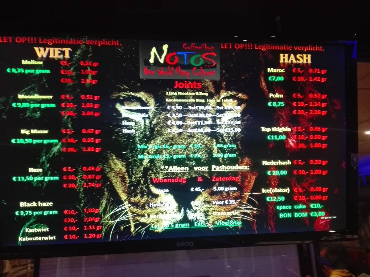 Menu at Coffeeshop Notos, Leerdam