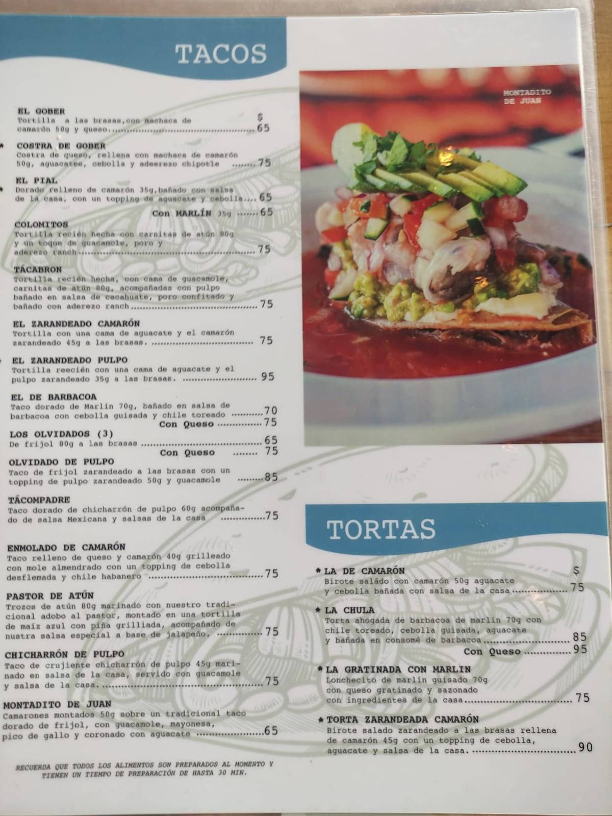 Carta del restaurante Colomitos Cocina del Mar, Guadalajara