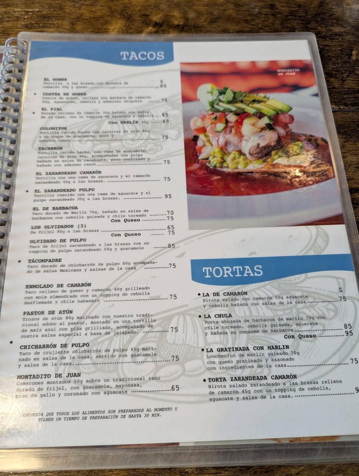 Carta del restaurante Colomitos Cocina del Mar, Guadalajara
