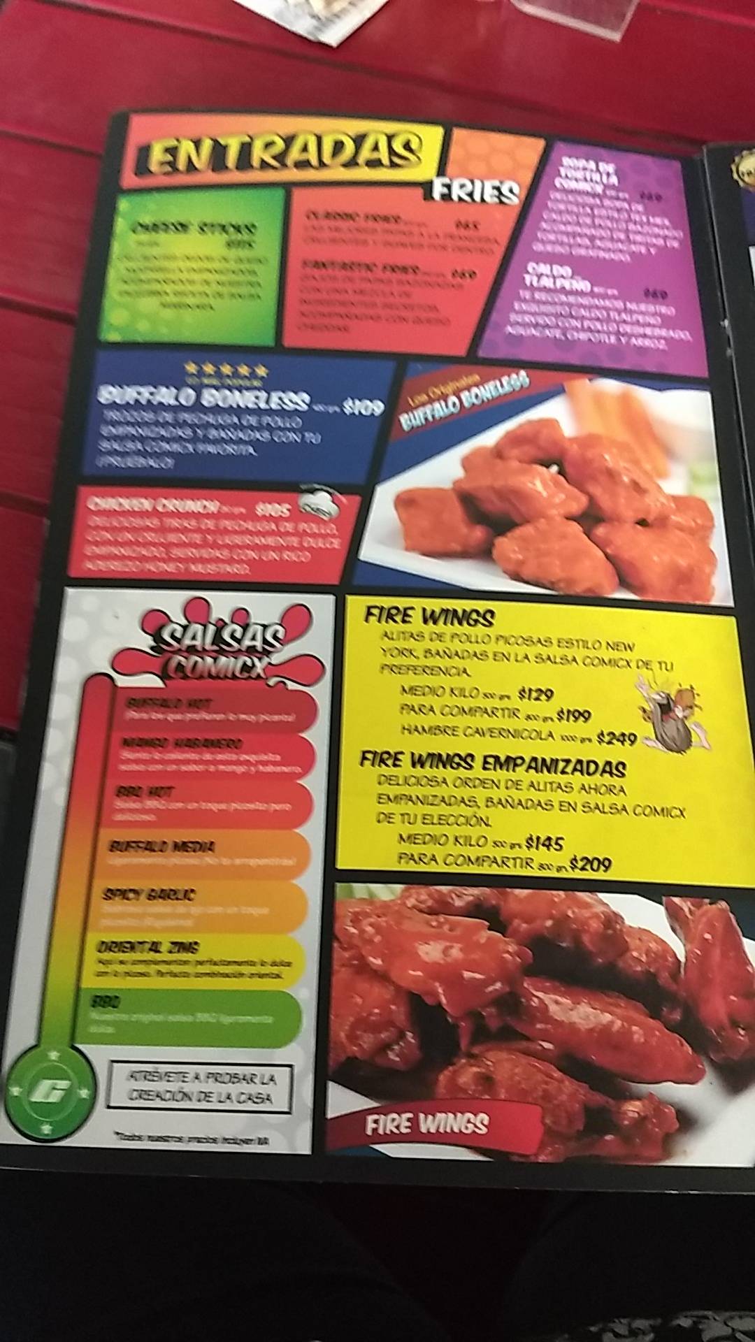 Carta del restaurante ComicX La Gran Plaza, Zapopan