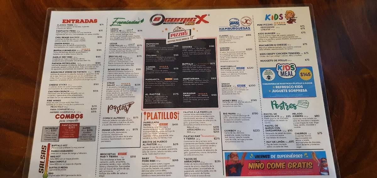 Carta del pub y bar Comicx Otay, Tijuana