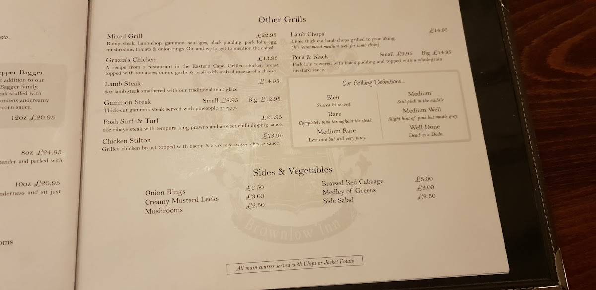 Menu at The Brownlow Inn pub & bar, Congleton, Brownlow Heath Ln