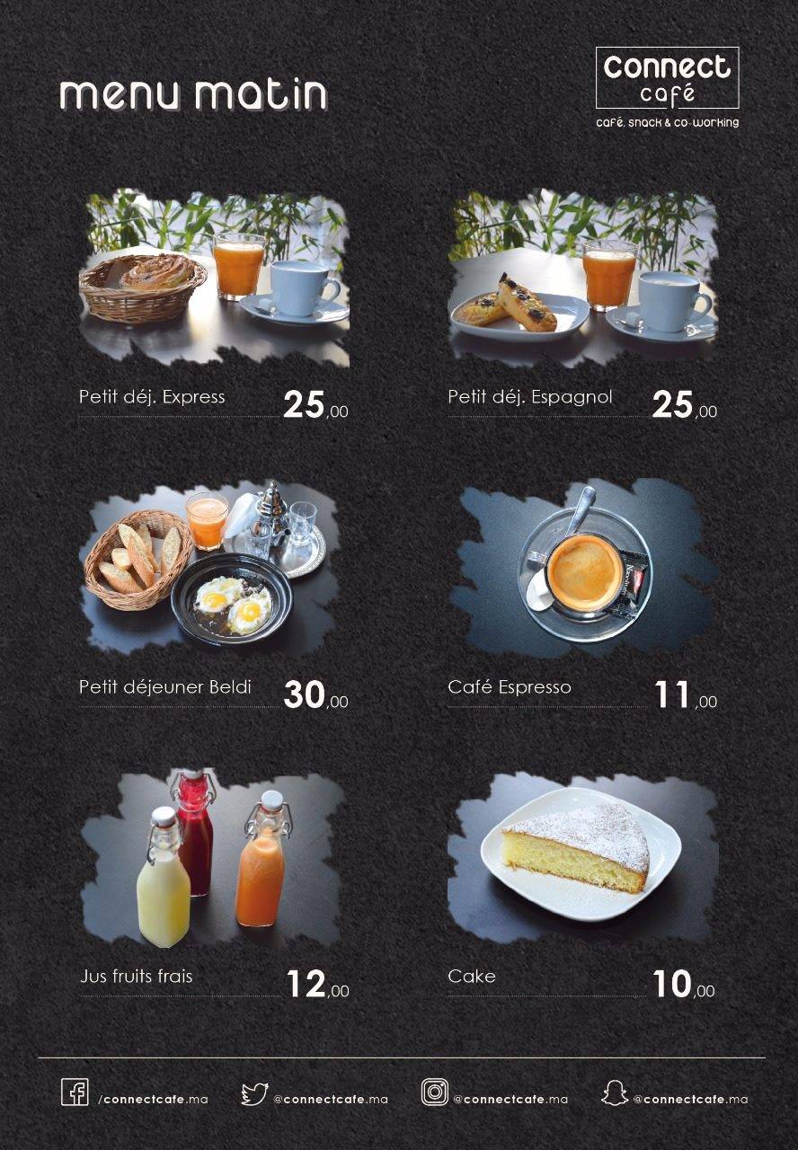 Menu at Connect Café cafe, Rabat