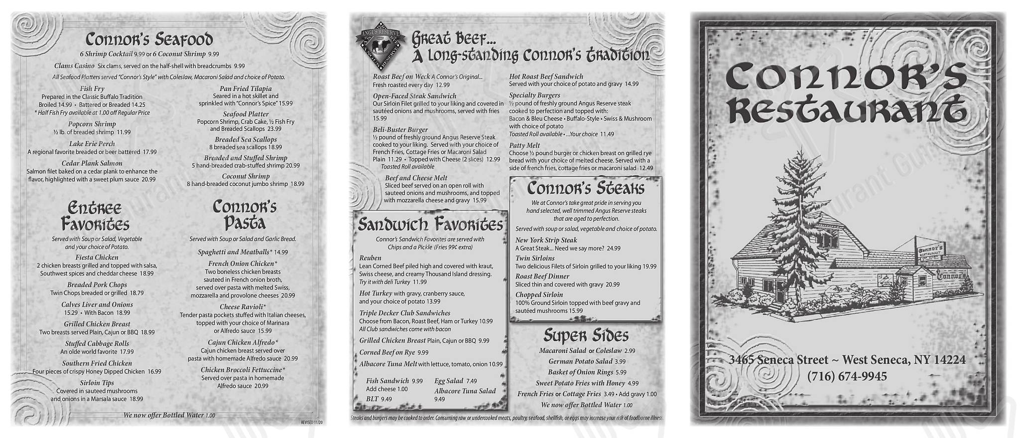Menu at Connor's Restaurant, Buffalo